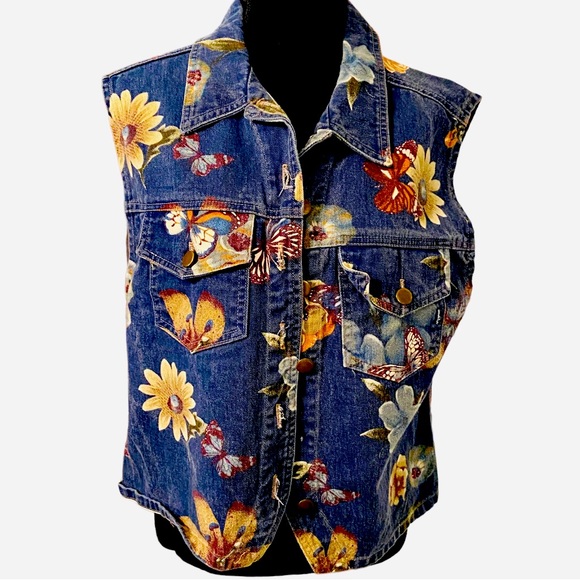 Jackets & Coats | Vintage Usa Made Hand Painted Denim Vest With ...